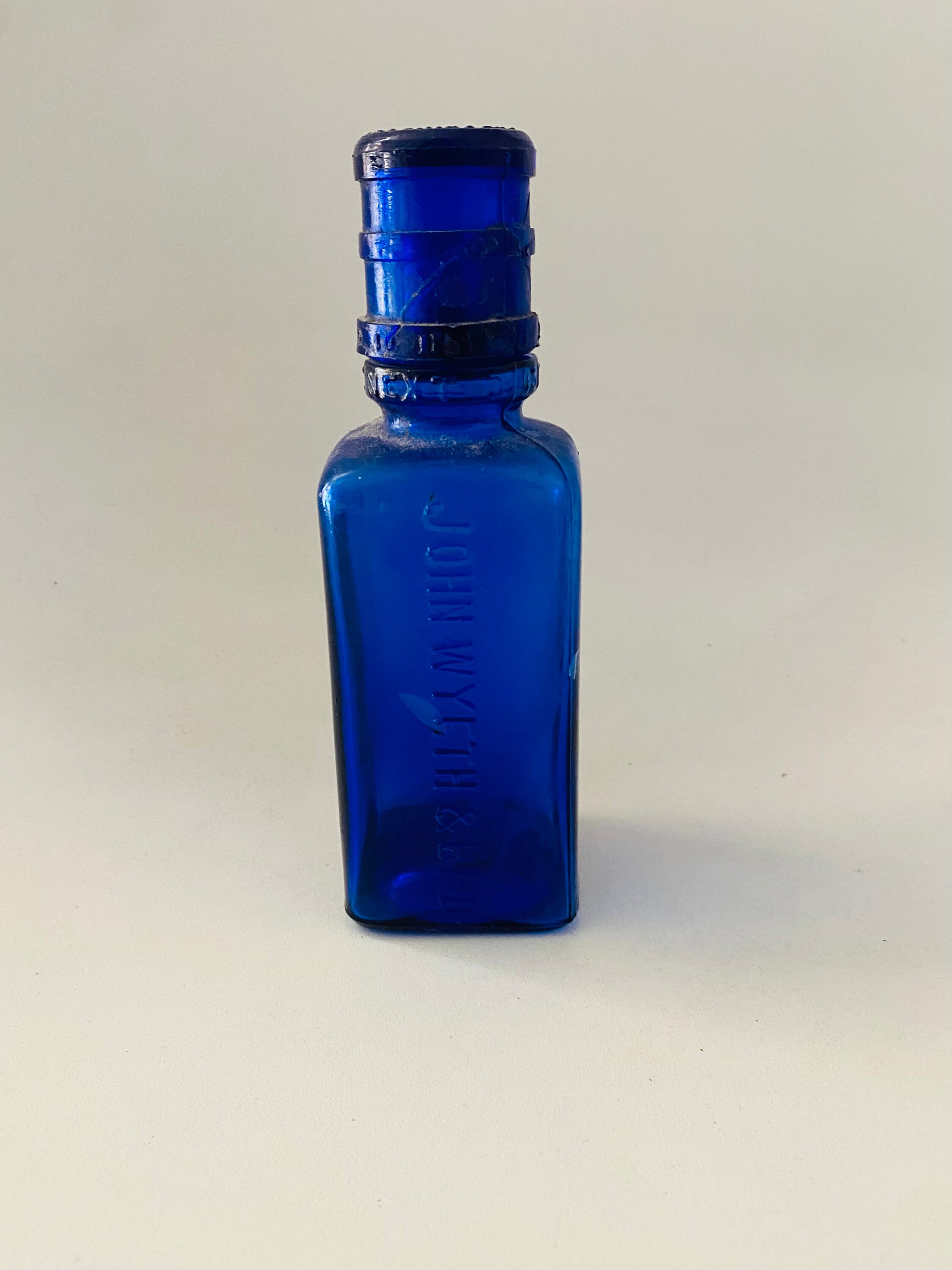 Antique Cobalt Blue Glass Bottle John Wyeth & Bro With Cap - Etsy