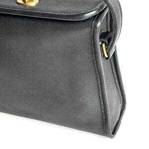 Vintage Black Leather Coach Geometric 9043 Top Handle Purse Bag Classic ...