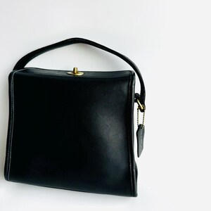 Vintage Black Leather Coach Geometric 9043 Top Handle Purse Bag Classic ...