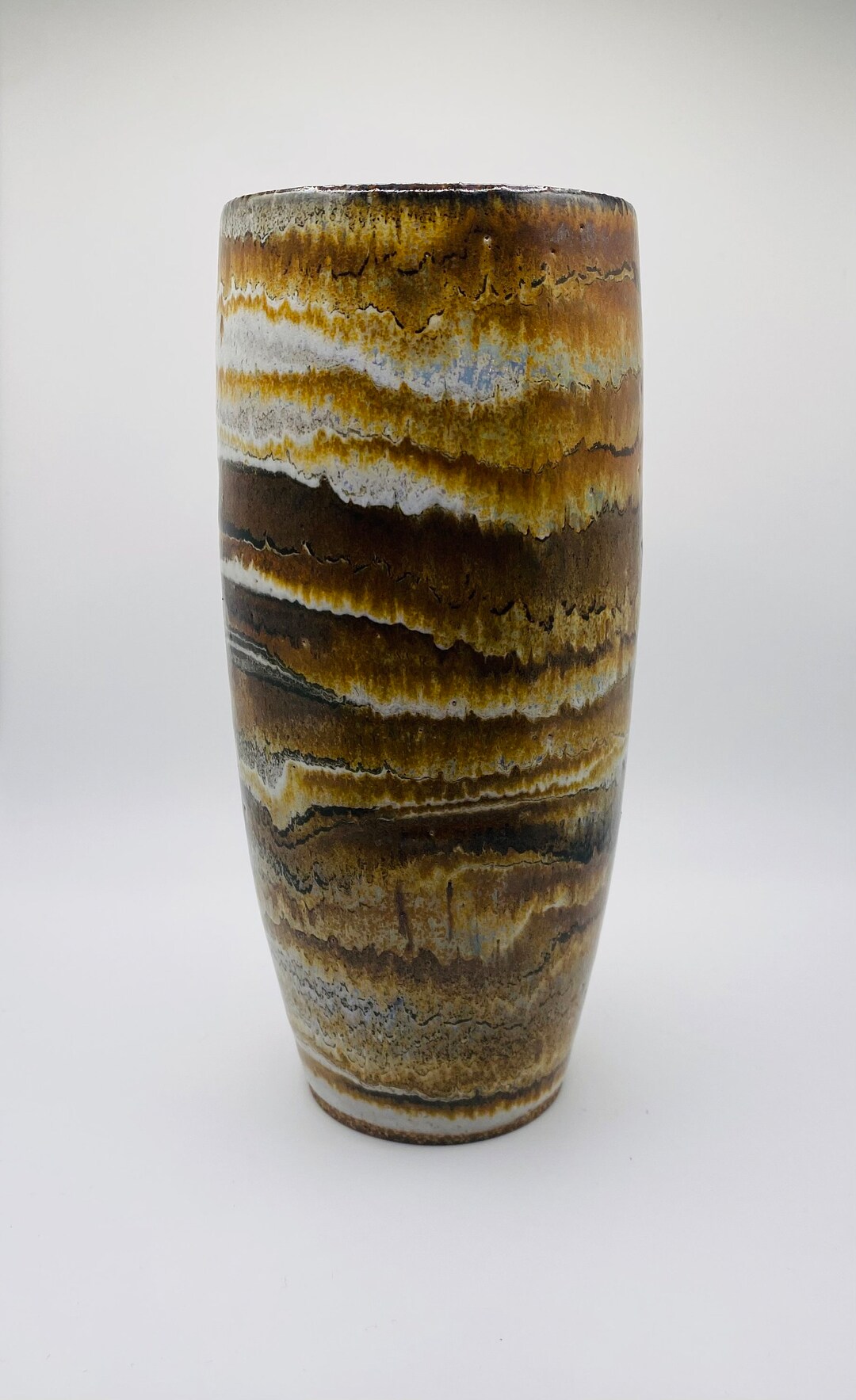 Vintage Glenn Spangler Ceramic Vase in Agate Layered Glaze ‘77 Art ...