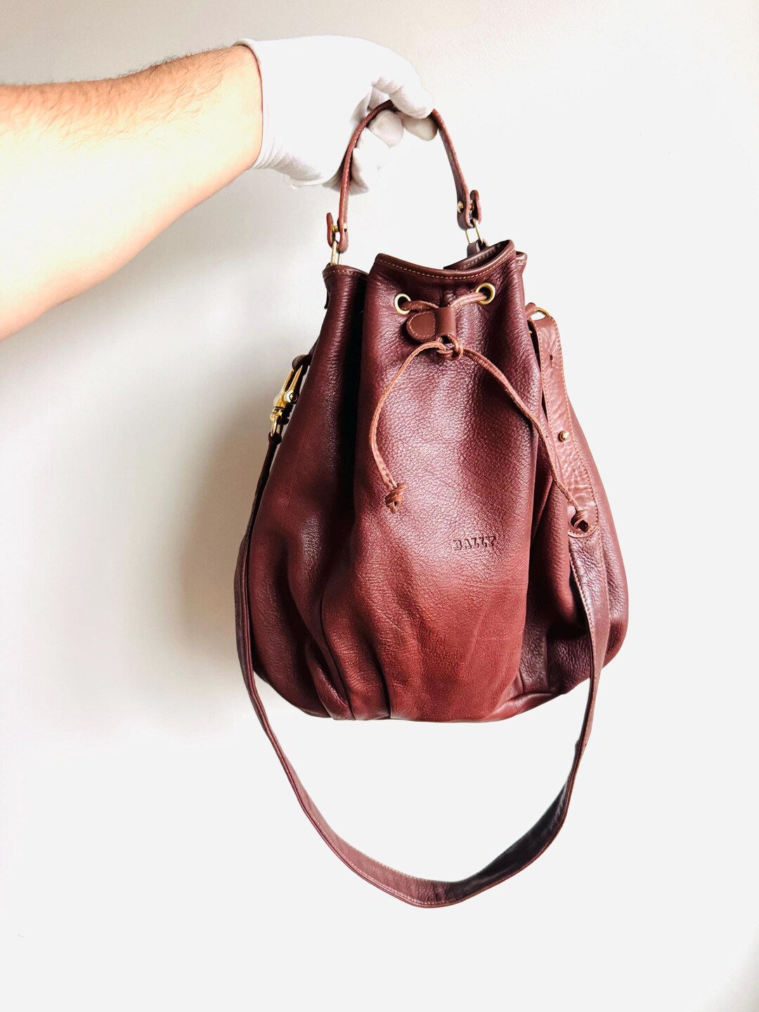 Vintage 90s Bally Leather Bucket Bag: Chocolate Brown Drawstring Purse ...