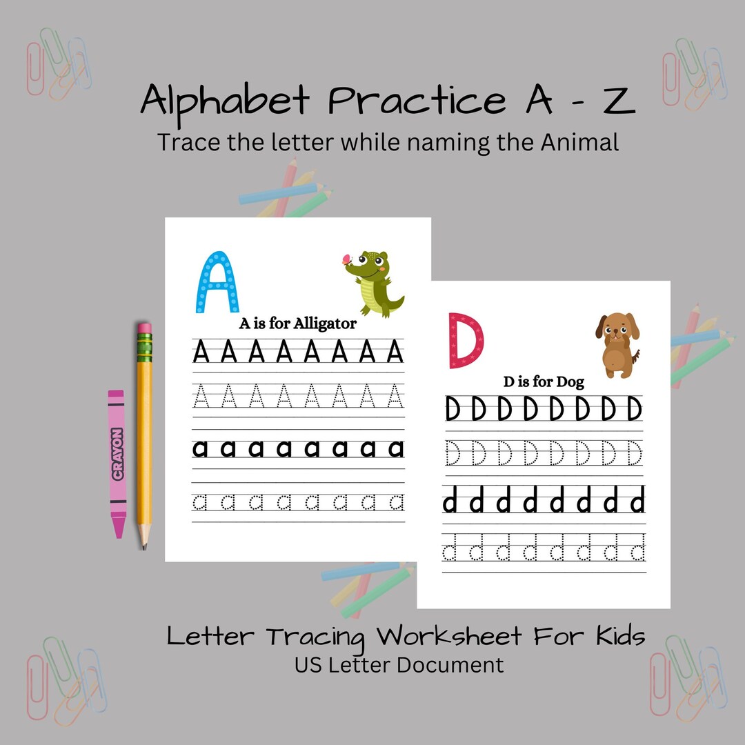 Printable Zoo Animal Alphabet Tracing Worksheets | A-Z Letter Tracing ...