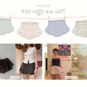 Pixie Ruffle Mini Skort Sewing Pattern Flounce Ruffle Mini Skirt Sewing Pattern Built in Shorts ...