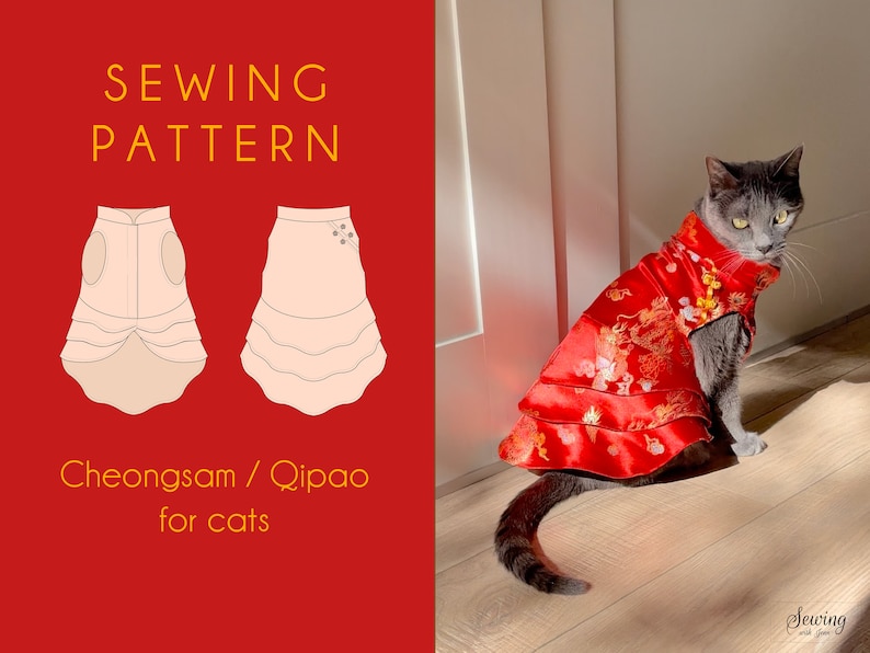 Cheongsam / Qipao Dress for Cats PDF Digital Sewing Pattern | Chinese ...
