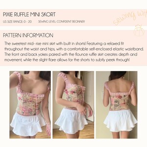 Pixie Ruffle Mini Skort Sewing Pattern Flounce Ruffle Mini Skirt Sewing Pattern Built in Shorts ...