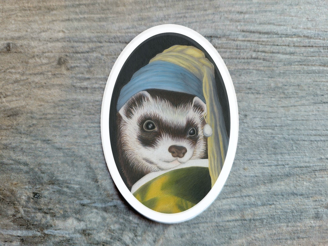 Ferret With a Pearl Earring Sticker by Clumsy Human Art | Johannes ...