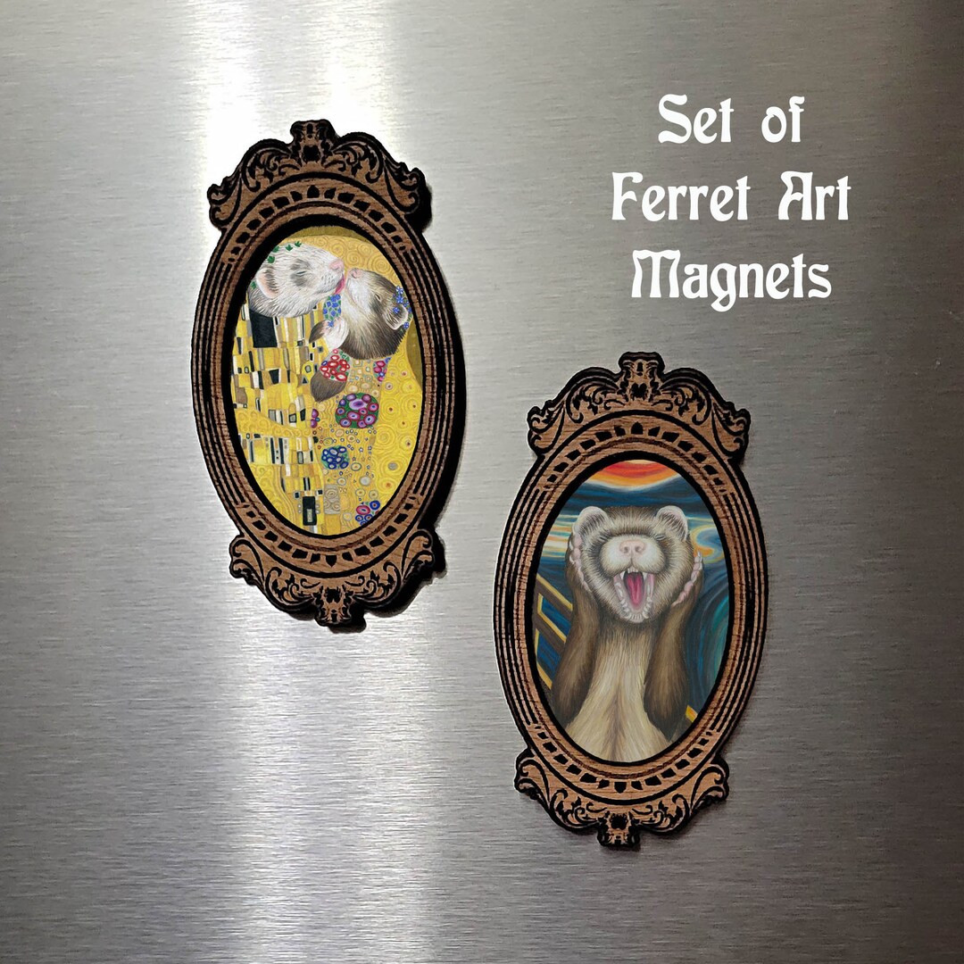 Ferret Art Magnet Set | Klimt the Kiss and Munch the Scream Parody Art ...