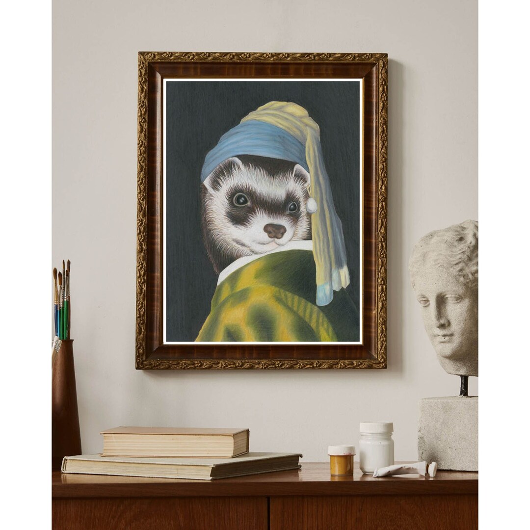 Ferret With A Pearl Earring by Clumsy Human Art | Johannes Vermeer ...