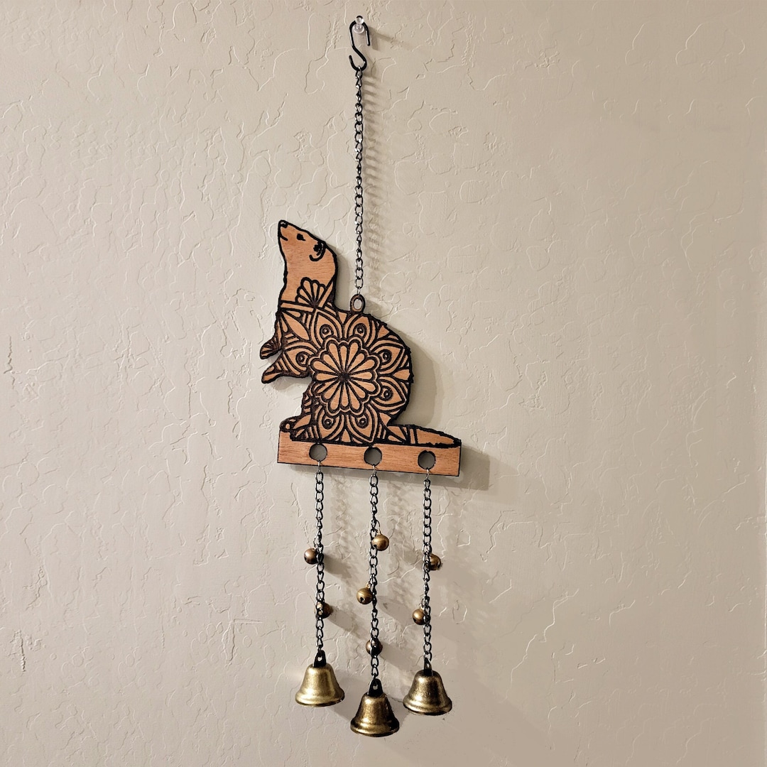 Ferret Wind Chime Bells Weasel Home Decor Handmade Wood Mandala Ferret ...