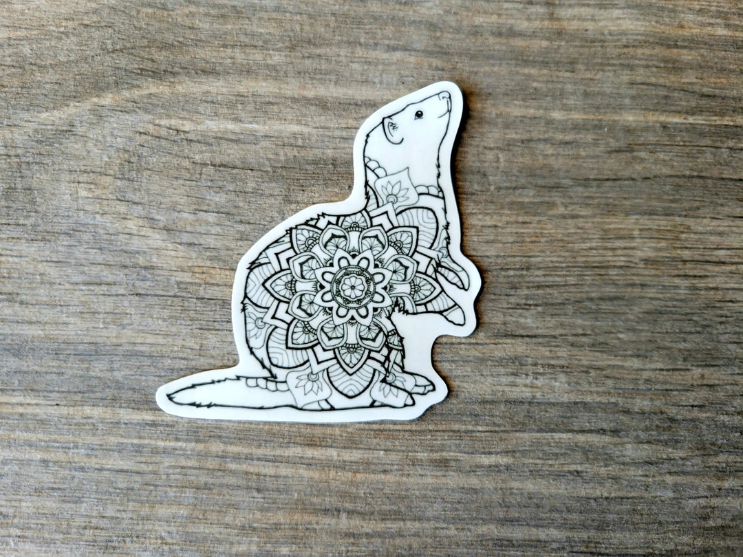 Mandala Ferret Sticker: Hand-drawn Illustration, Laptop Decal - Etsy