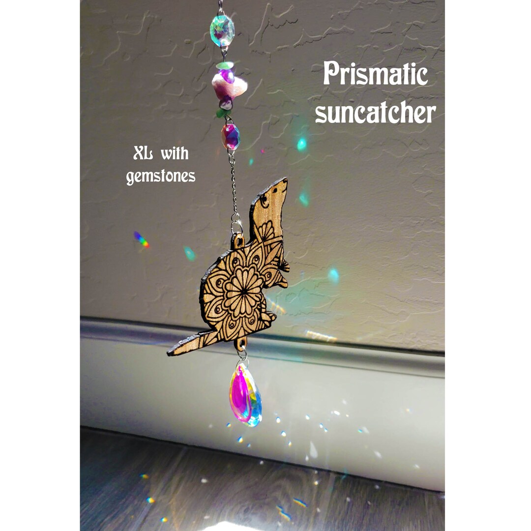 Ferret Art Suncatcher | Rainbow Prismatic Ferret Room Decor | Amethyst ...
