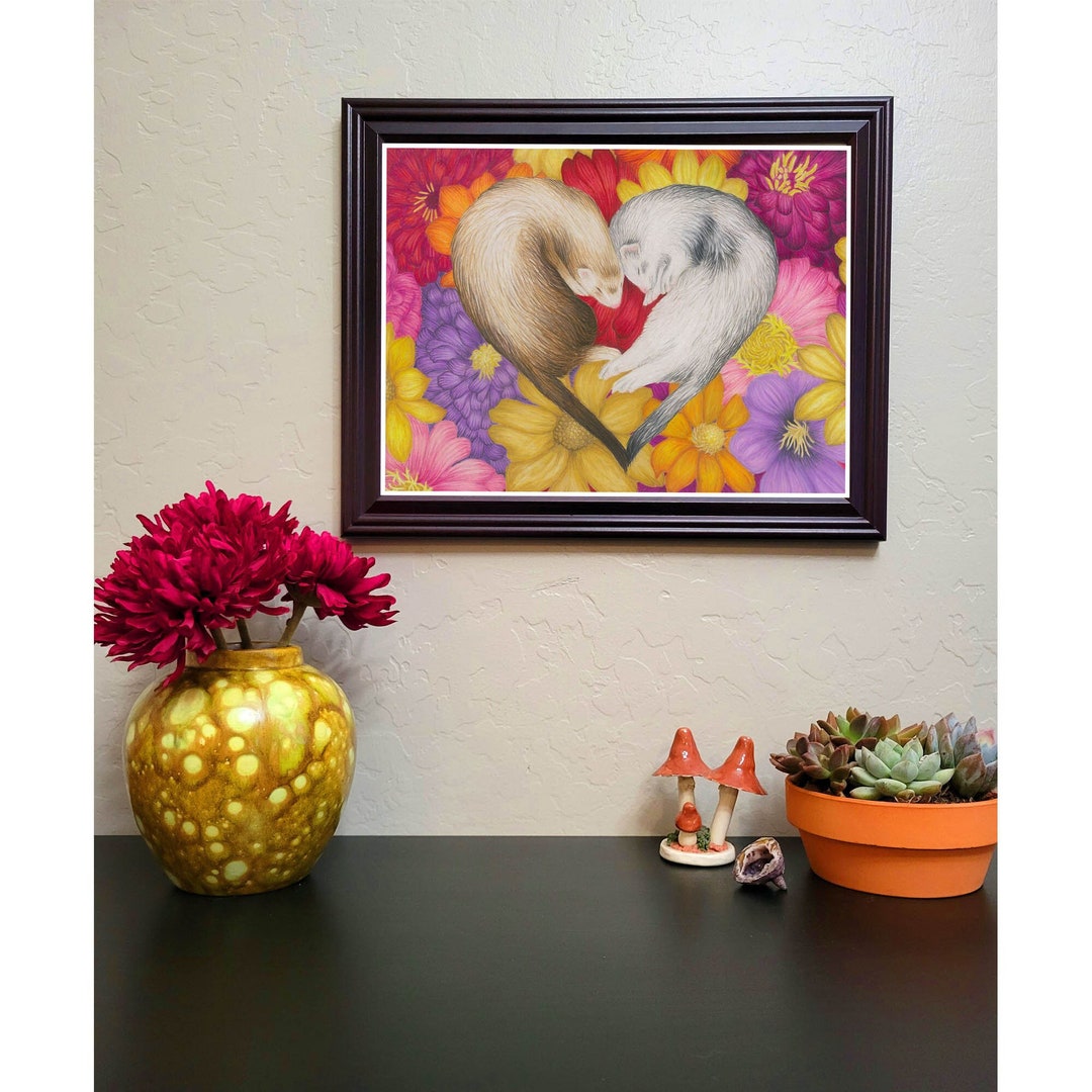 Ferret Art Print Ferret Heart by Clumsy Human Art Ferret Room Decor ...