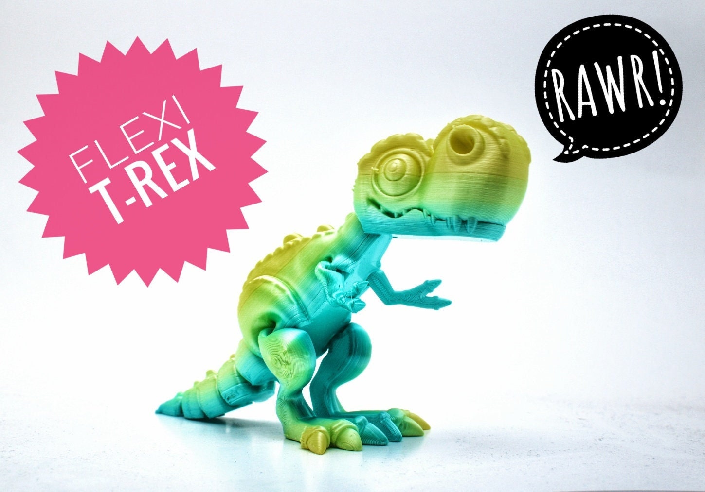 Cute 3D Printed T-rex Dinosaur - Etsy