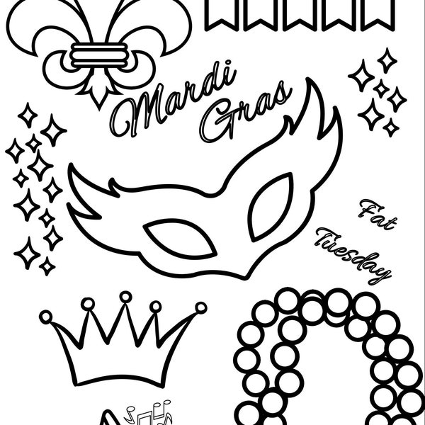 Mardi Gras Coloring Sheet - Etsy