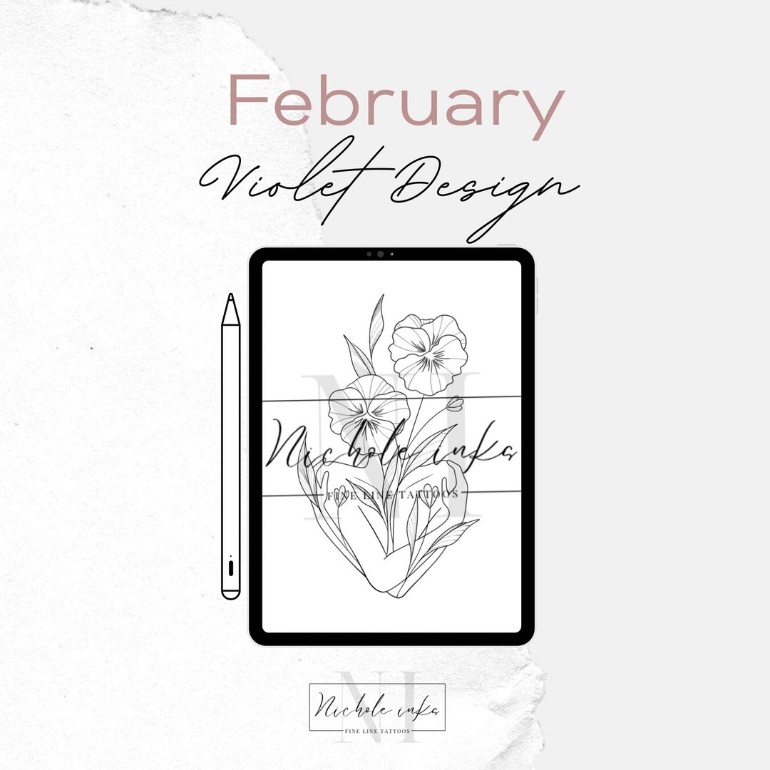 February Birth Flower Tattoo Design | Violet | Tattoo Drawing | Tattoo ...