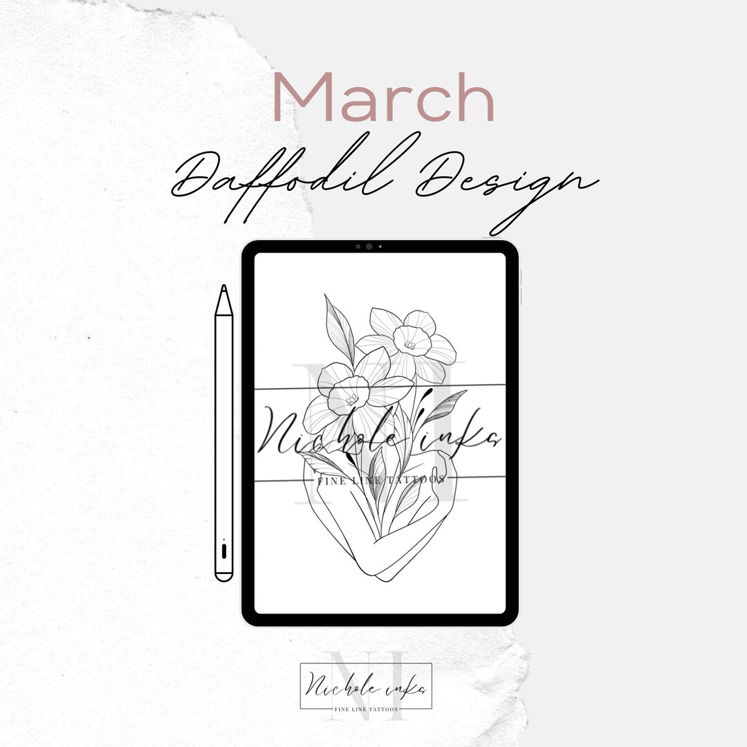 March Birth Flower Tattoo Design | Daffodil | Tattoo Drawing | Tattoo ...