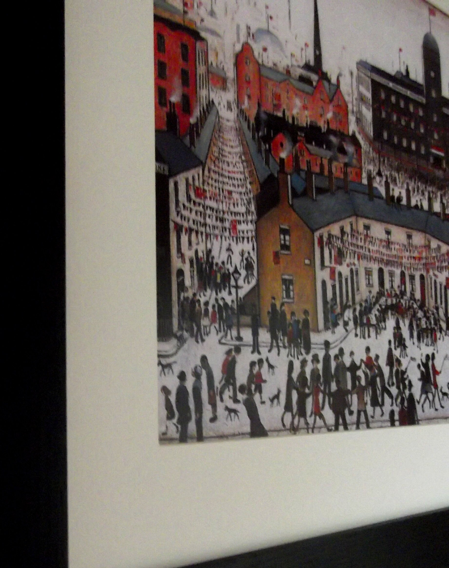 L S Lowry Print - V E DAY - Black Frame With Mount and Textured Art ...