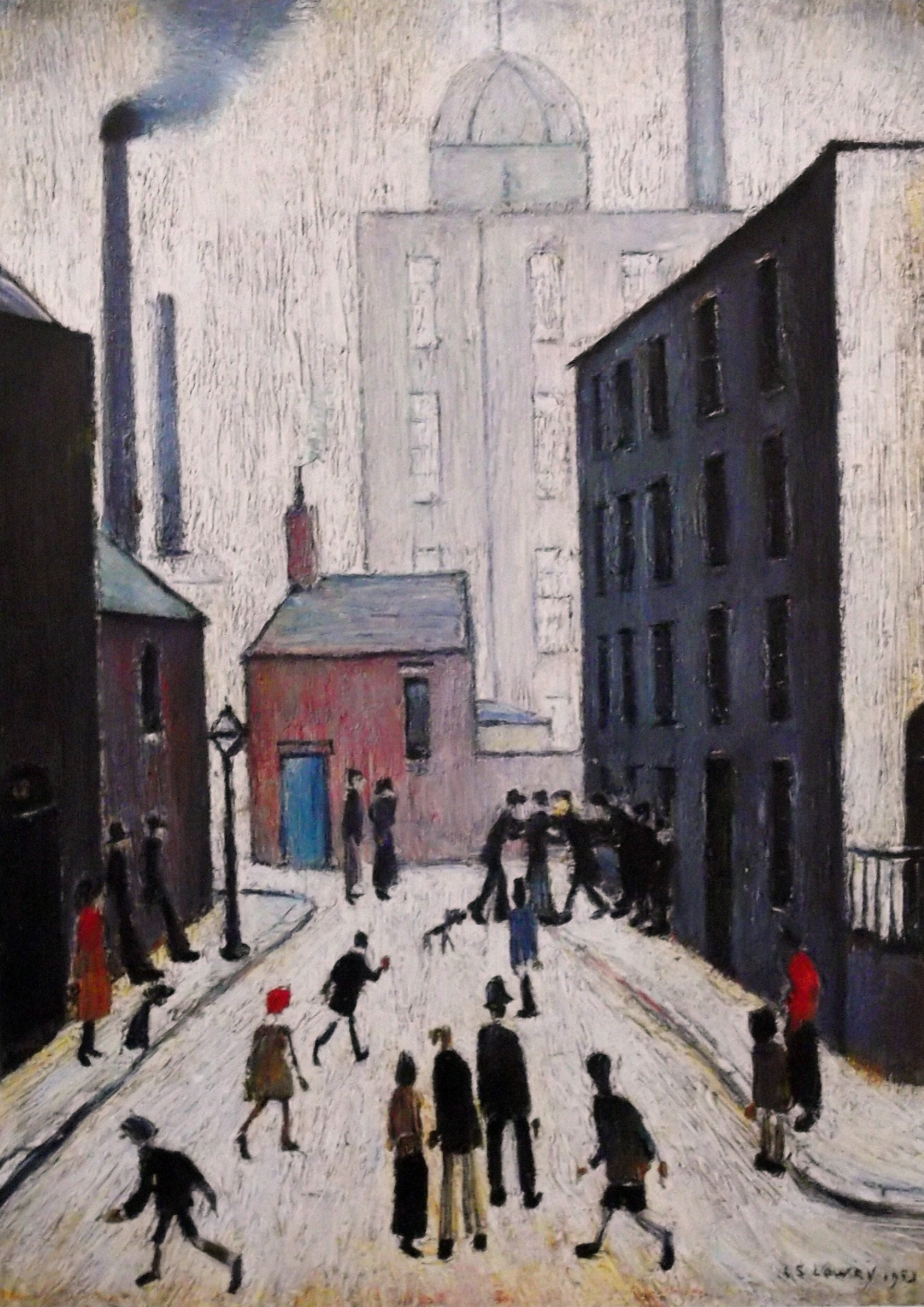 L S Lowry Art Print STREET SCENE Textured Image Plus Border With Fine ...