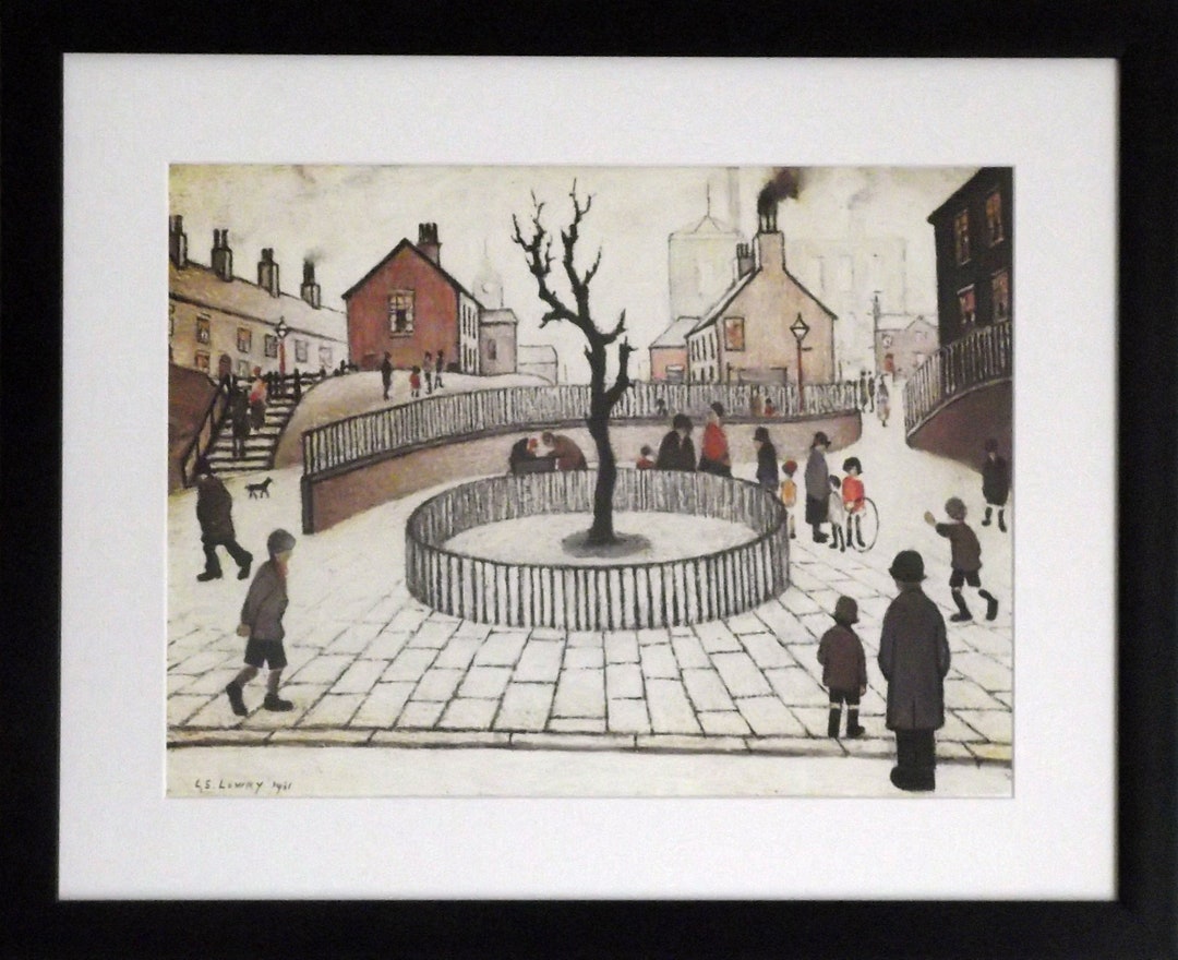 L S Lowry Art Print - THE TREE - Satin Black Frame With White Mount and ...