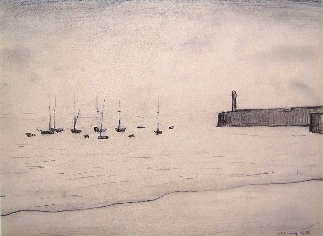 L S Lowry Art Print - BOATS - Textured Image Plus Border With Fine Art ...