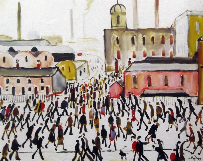 L S Lowry AUTHENTIC Art Print - Bargoed - Textured Image Plus Border ...