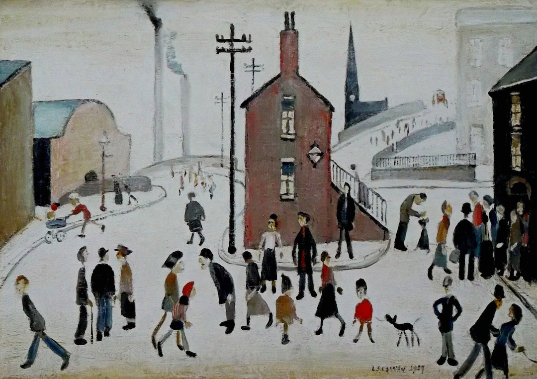 L S Lowry AUTHENTIC Art Print - Street Scene - Textured Image Plus ...