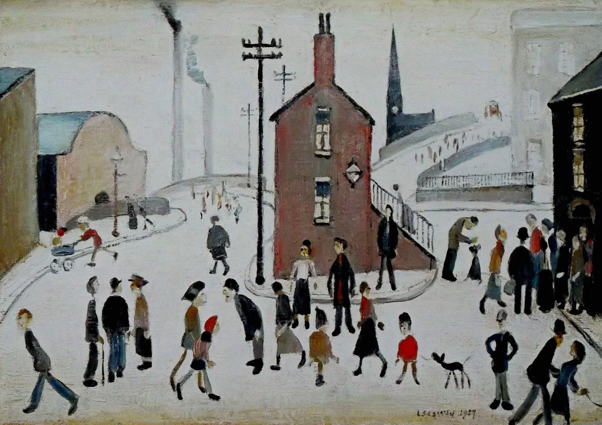 L S Lowry AUTHENTIC Art Print - Street Scene - Textured Image Plus ...