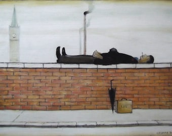 L S Lowry AUTHENTIC Art Print - Bourton on the Water - Textured Image ...