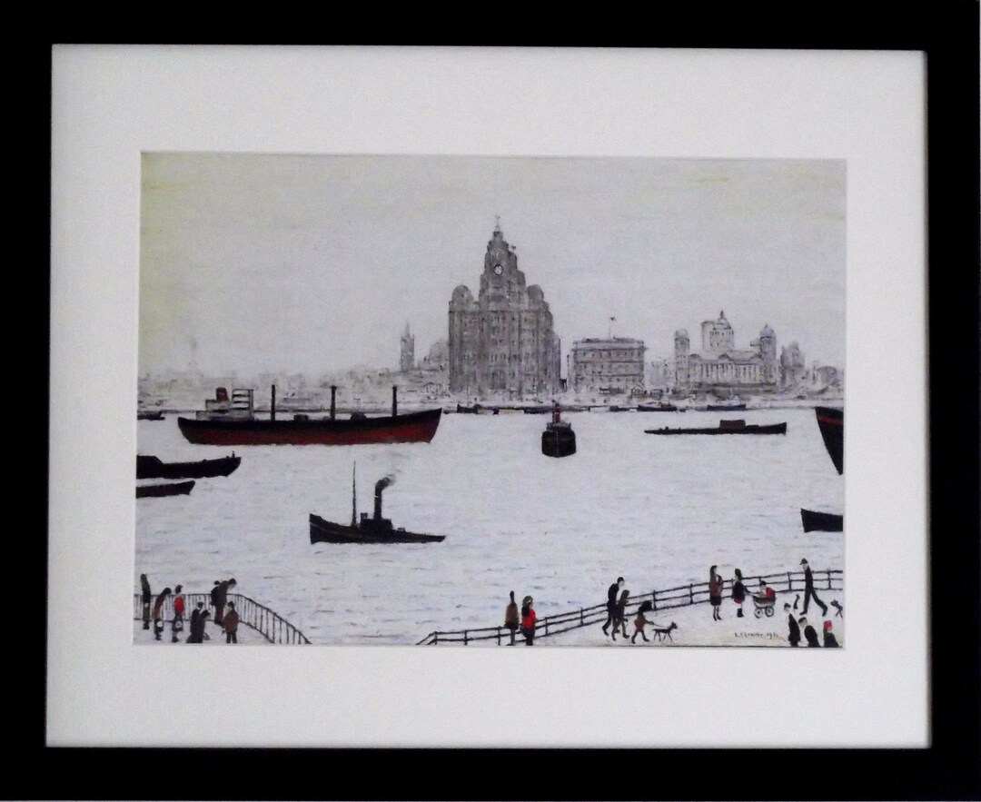L S Lowry 'liver Building' Art Print: Textured Image, Black Frame - Etsy