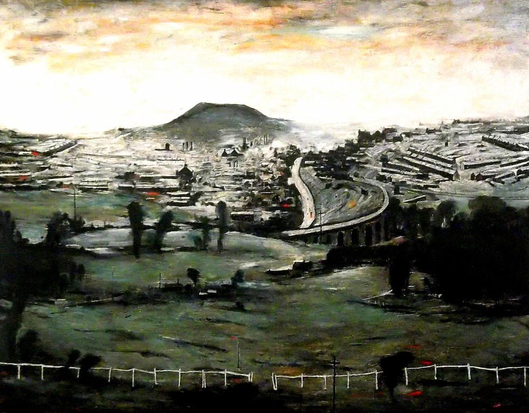 L S Lowry AUTHENTIC Art Print - Bargoed - Textured Image Plus Border ...