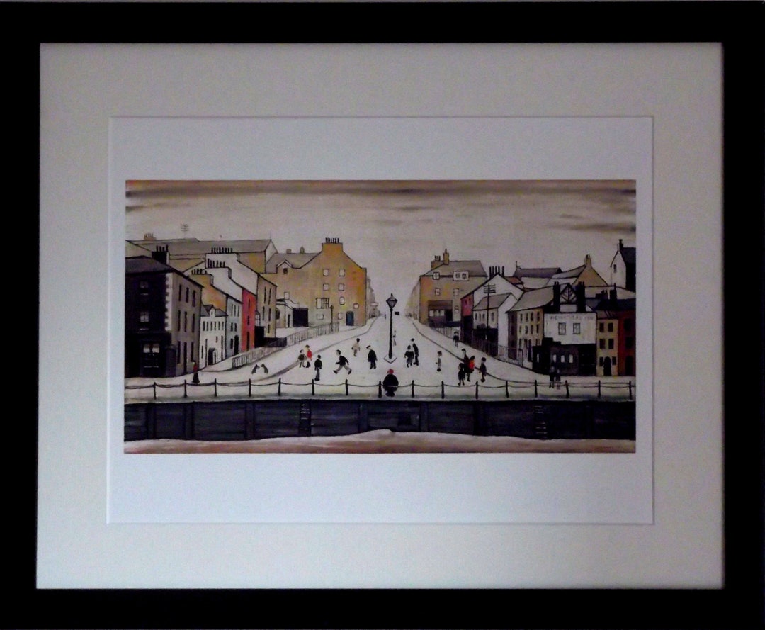 L S Lowry Art Print - Senhouse Street MARYPORT - Satin Black Frame With ...