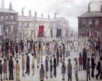 L S Lowry AUTHENTIC Art Print - Bargoed - Textured Image Plus Border ...