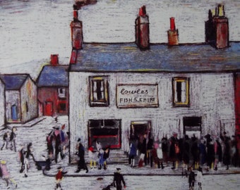 L S Lowry AUTHENTIC Art Print - Bargoed - Textured Image Plus Border ...
