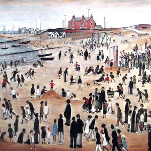 L S Lowry Art Print - the Seaside - Textured Image Plus Border With ...