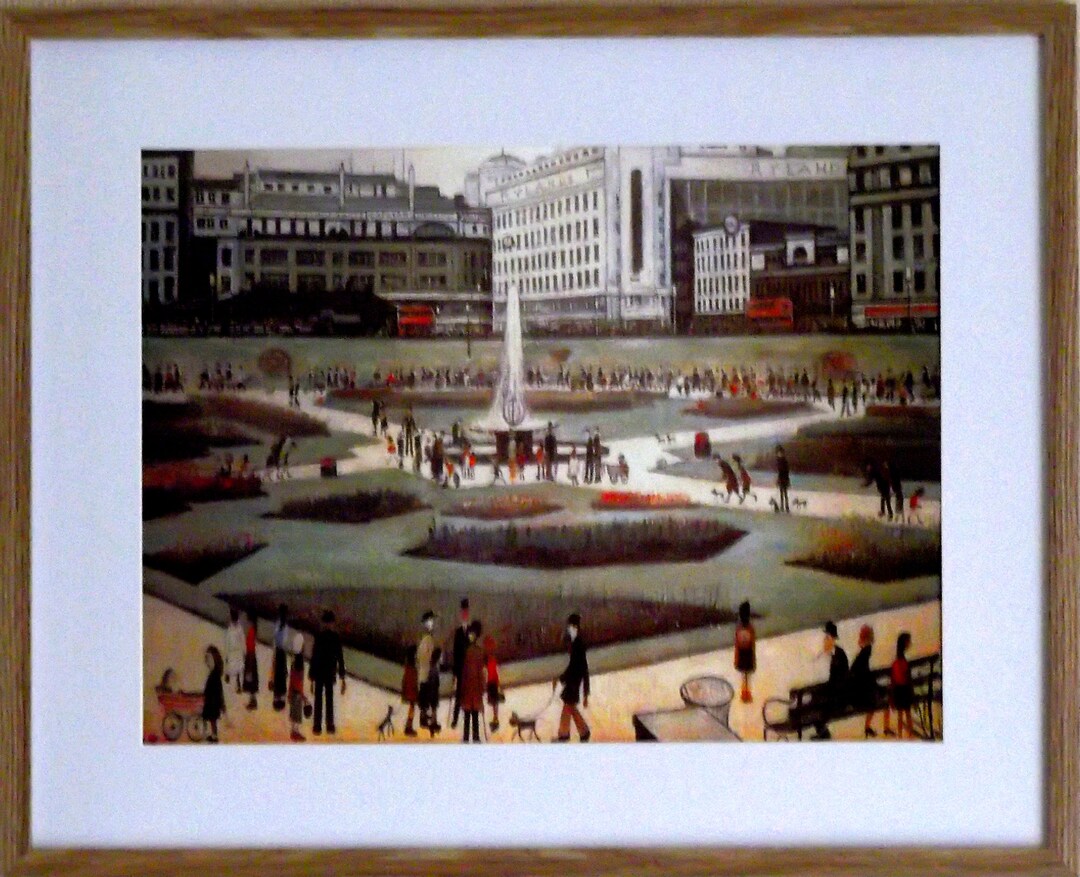 L S Lowry Art Print Piccadilly Gardens Light Oak Finish Frame With ...