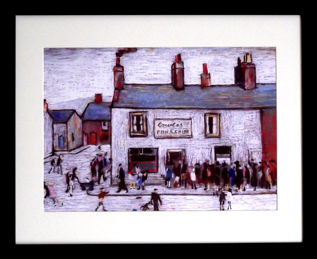L S Lowry Art Print - CHIP SHOP - Satin Black Frame With White Mount ...