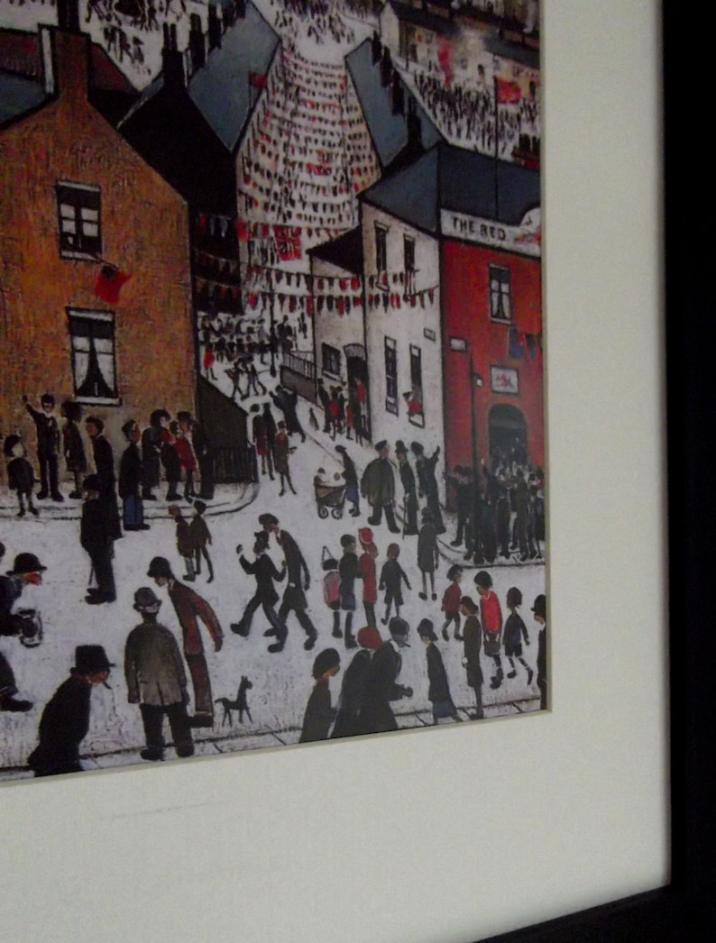 L S Lowry Art Print - V E DAY - Satin Black Frame With White Mount and ...