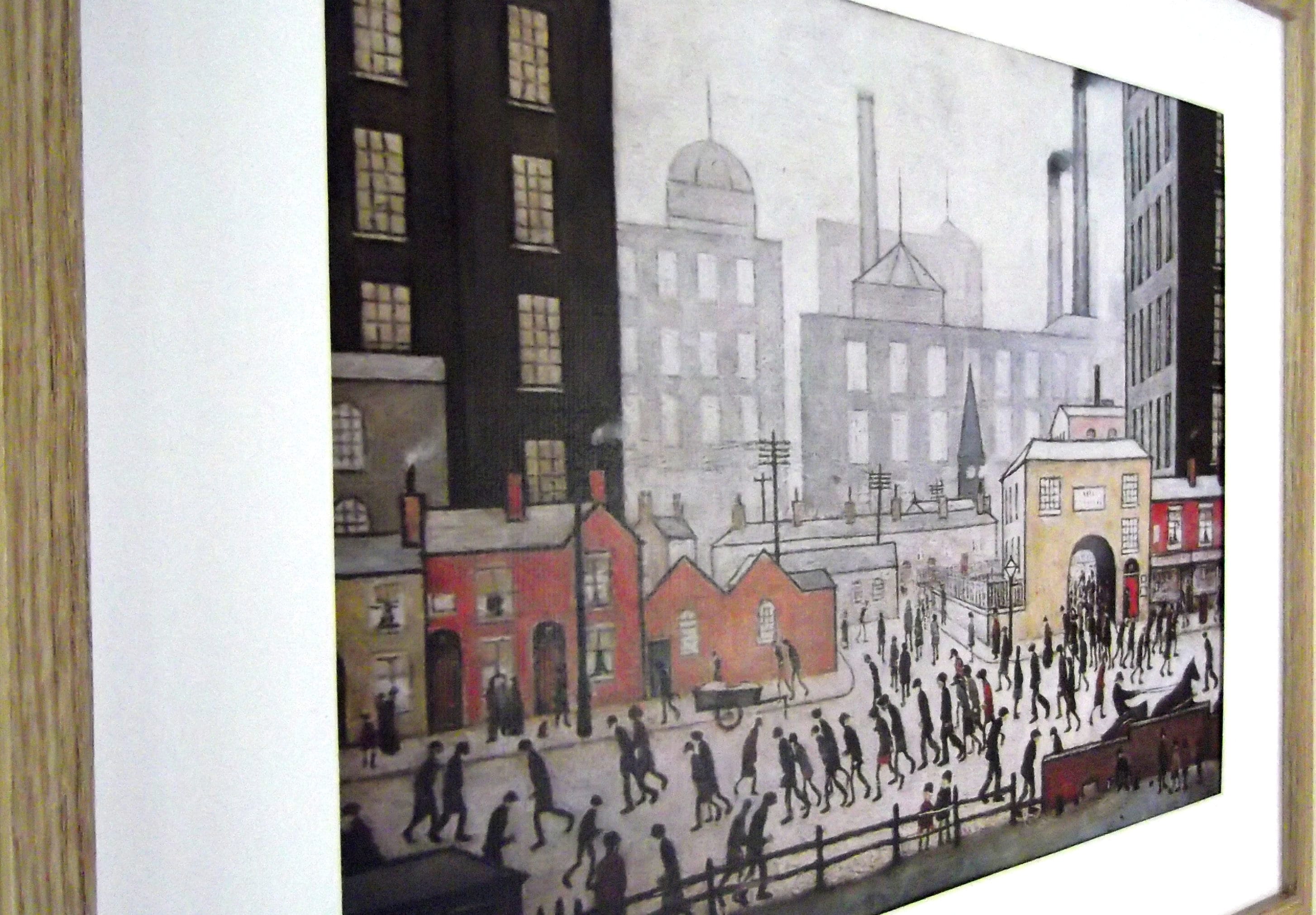 L S Lowry Art Print - Coming From the Mill - Light Oak Finish Frame ...