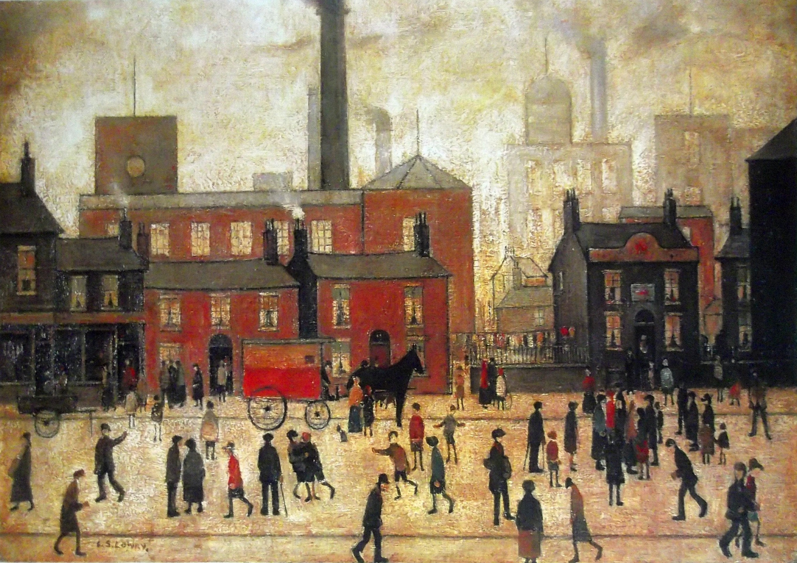 L S Lowry Art Print - Coming Home From the Mill - Textured Image Plus ...