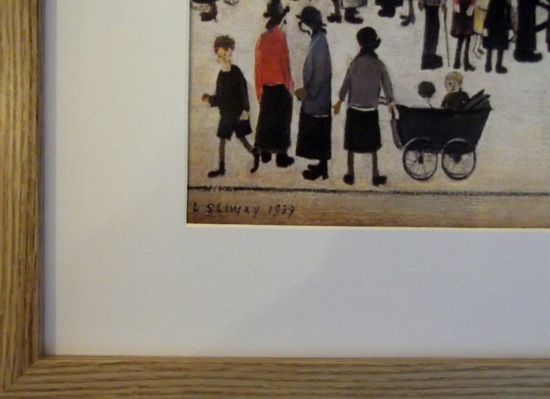 L S Lowry Art Print - Market Scene - Light Oak Finish Frame With White ...