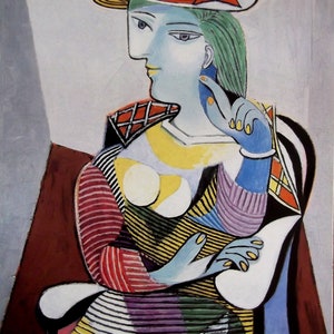 Pablo Picasso Art Print SEATED WOMAN Textured Image Plus Border With ...