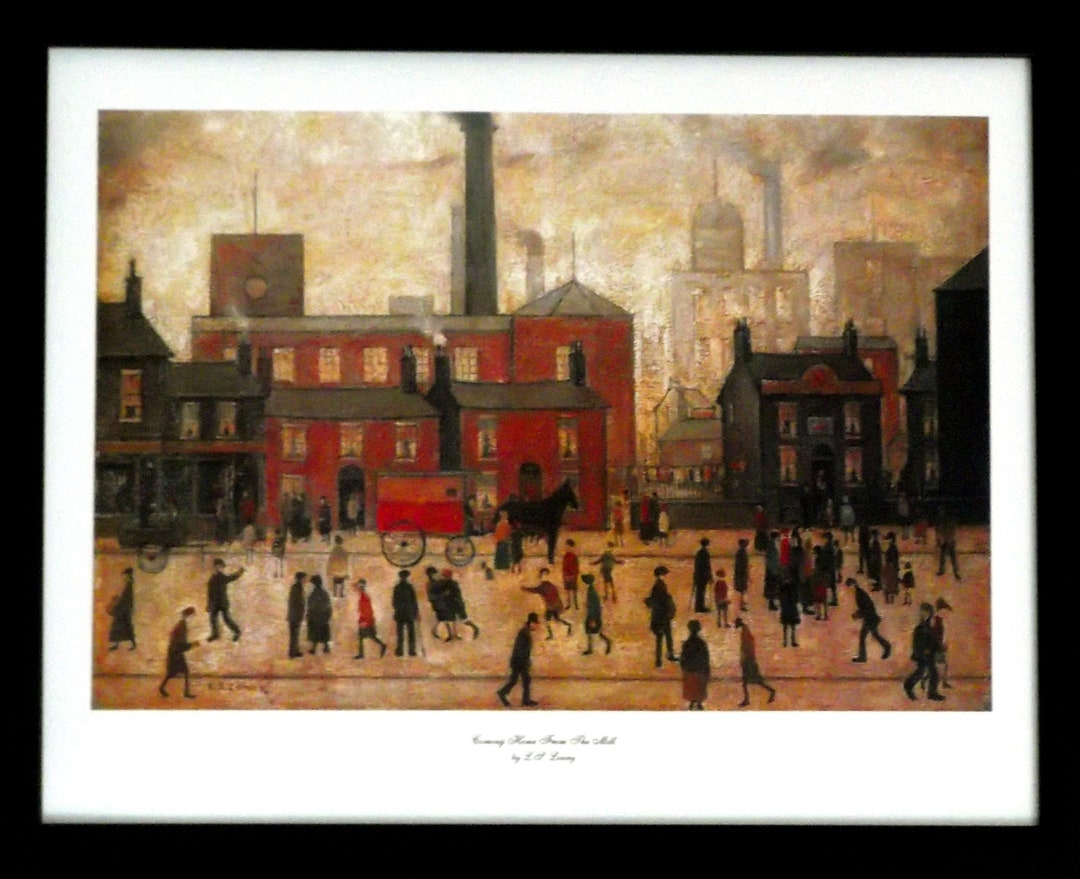 L S Lowry Art Print - Coming Home From the Mill - Satin Black Frame ...