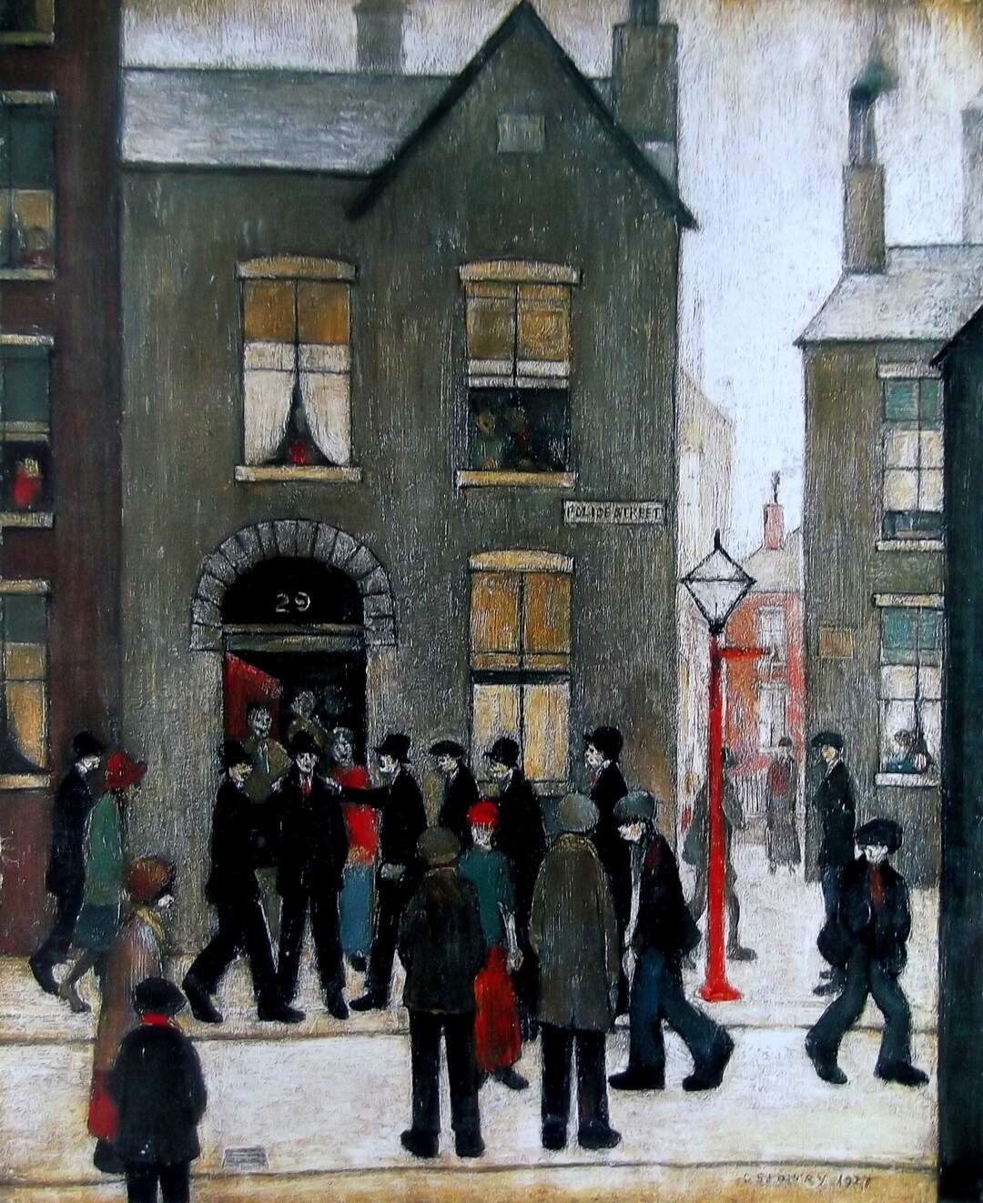 L S Lowry Art Print THE ARREST Textured Image Plus Border With Fine Art ...