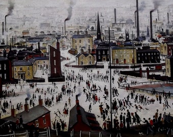 L S Lowry AUTHENTIC Art Print - Bargoed - Textured Image Plus Border ...