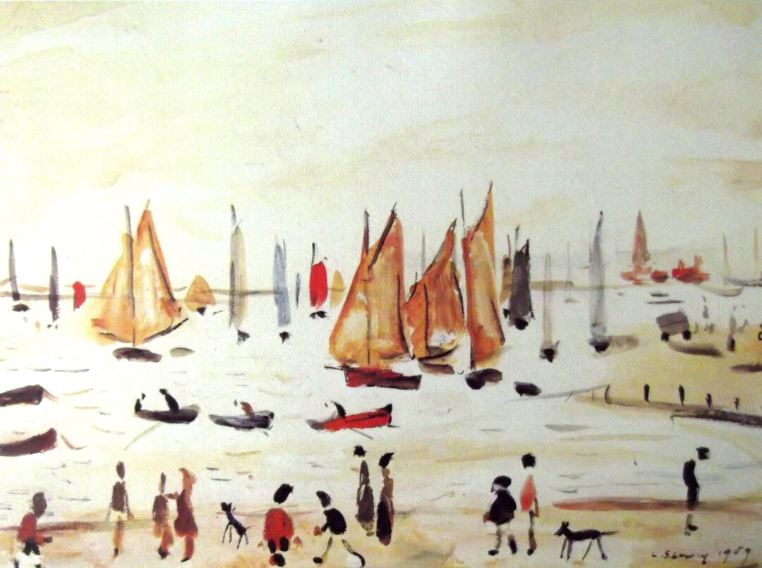 L S Lowry AUTHENTIC Art Print - Yachts 1959 - Textured Image Plus ...