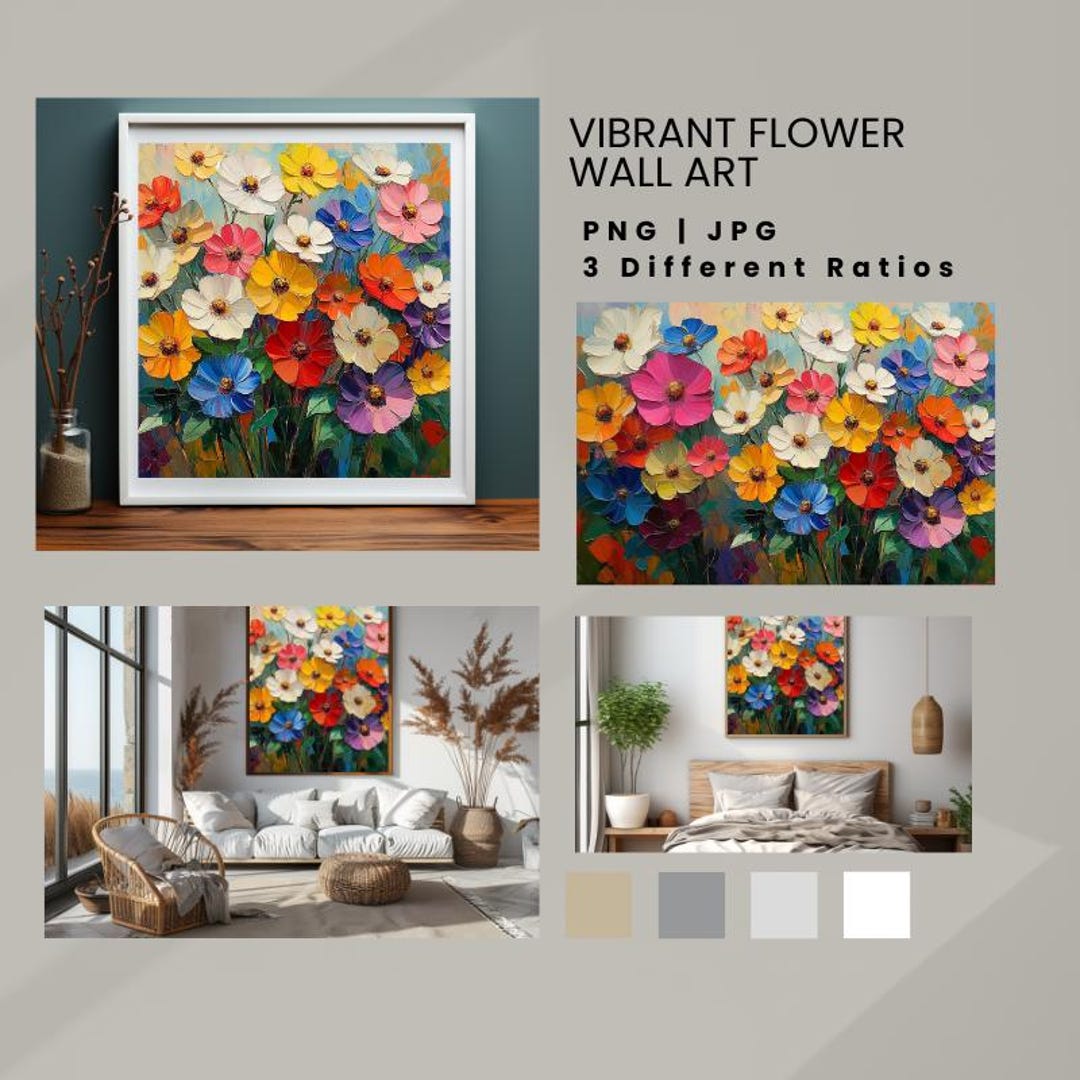 Colorful Floral Wall Art - Vibrant Botanical Digital Download ...
