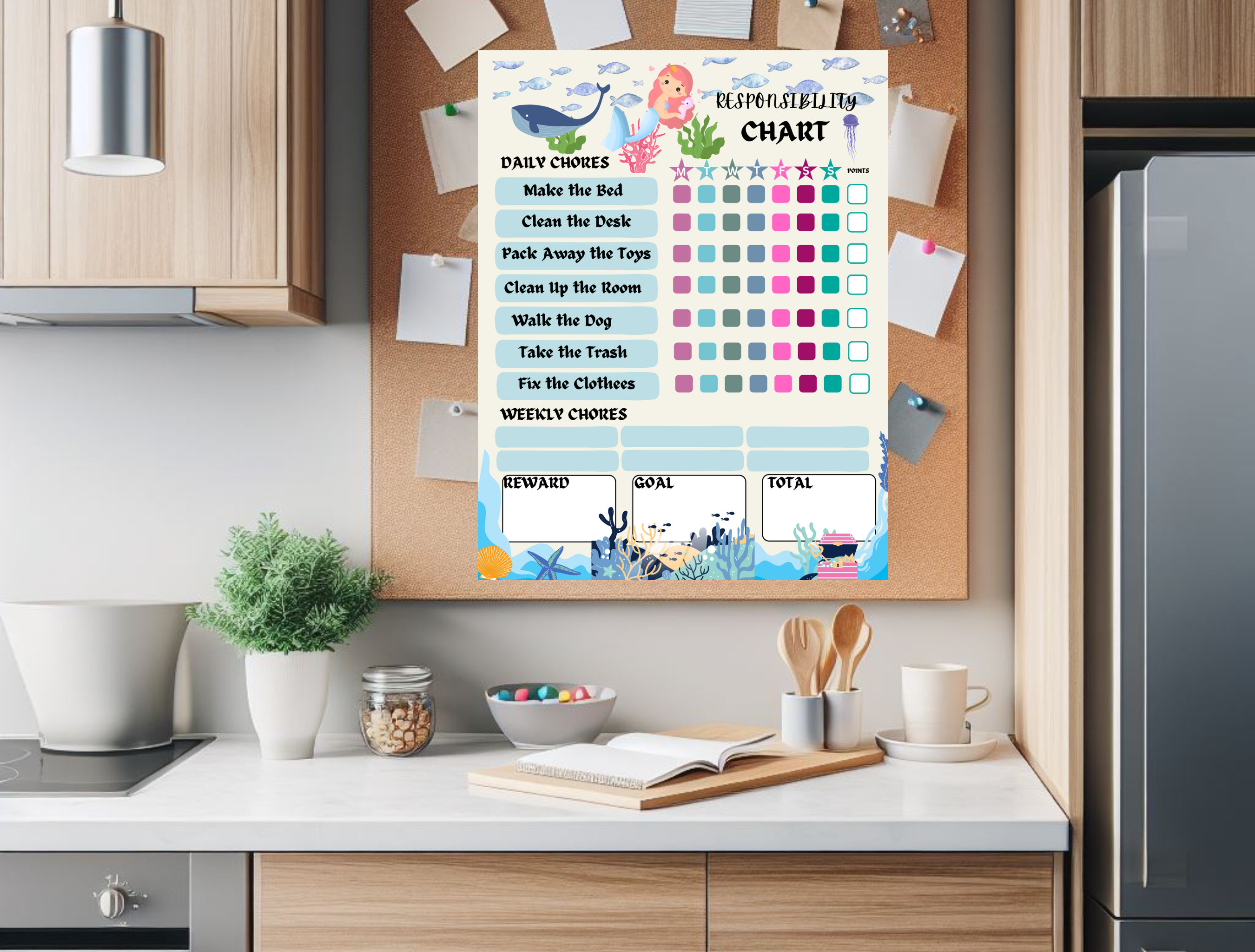 Personalized Kids Daily Chores Chart, Digital Printable, Weekly Chore ...