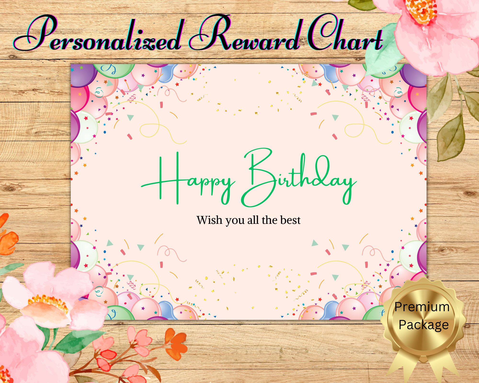 Pink Modern Happy Birthday Greeting Card, Editable Birthday Cards ...