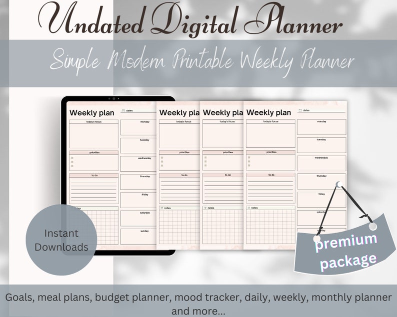 Simple Modern Printable Weekly Planner, Weekly Planner Book, Weekly ...