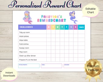 Printable Mermaid Reward Chart | Mermaid Behavior Chart | Daily Chore ...